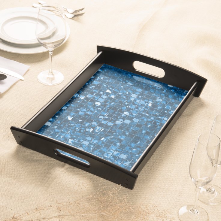 Sparkling Blue Mosaic Pattern Serving Tray | Zazzle
