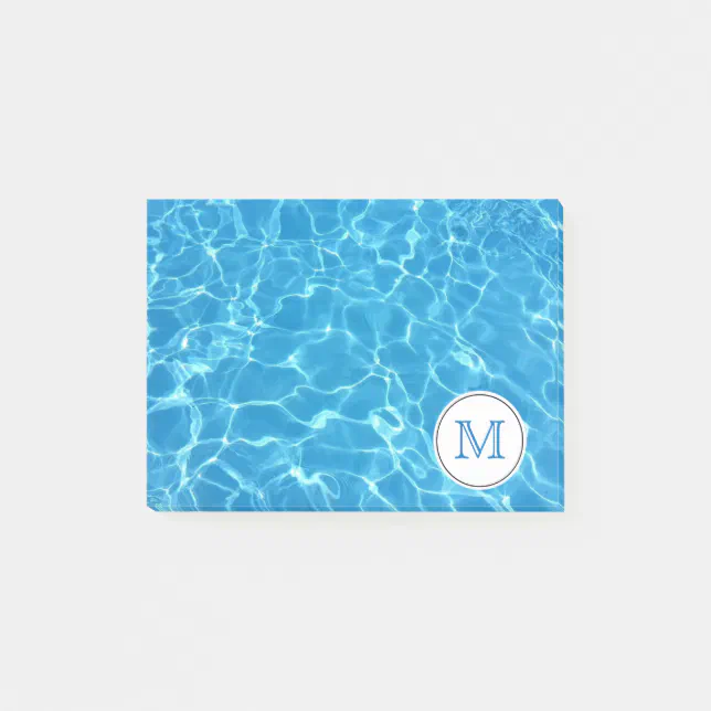 Sparkling Blue Swimming Pool Blue Water Monogram Post-it Notes | Zazzle