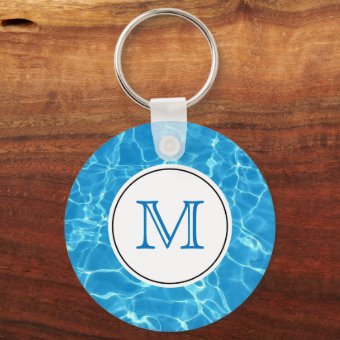 Sparkling Blue Swimming Pool Water Monogram Keychain | Zazzle