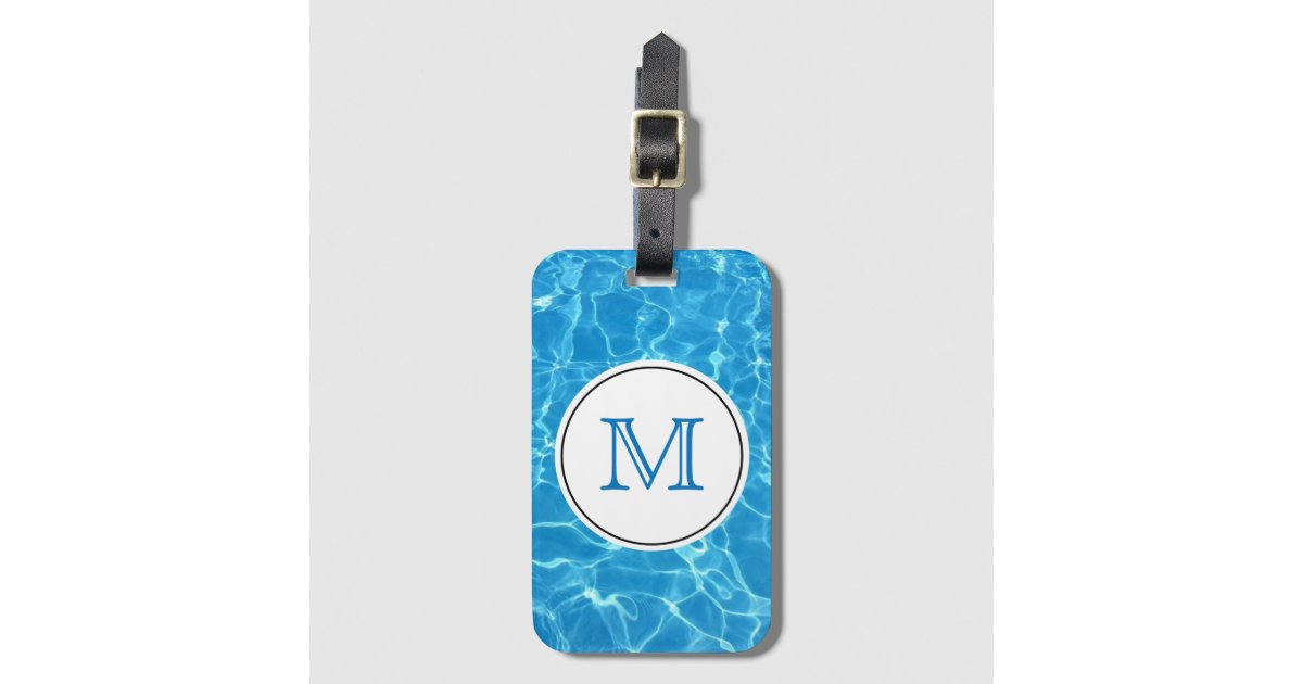Sparkling Blue Swimming Pool Water Monogram Luggage Tag | Zazzle.com