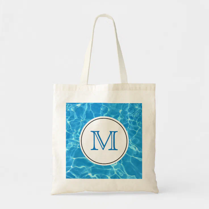 Sparkling Blue Swimming Pool Water Monogram Tote Bag | Zazzle
