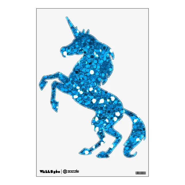 Sparkling Blue Unicorn Wall Decal | Zazzle