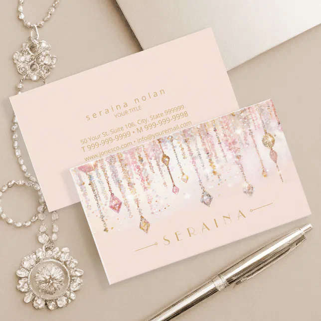 Sparkling Boho Gems on Rose Gold ID1035 Business Card | Zazzle