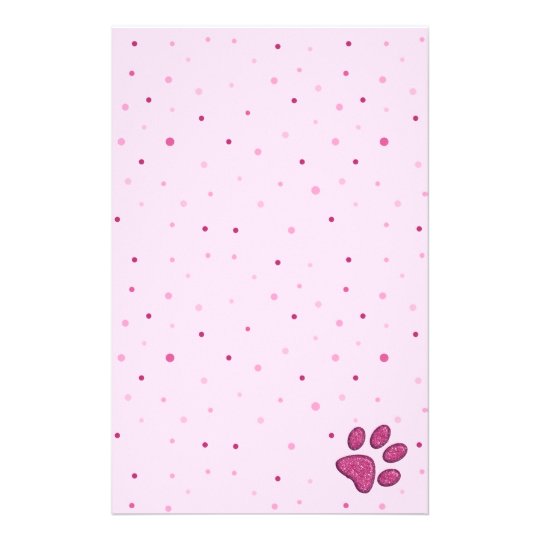 sparkling cat paw print - pink stationery | Zazzle.com