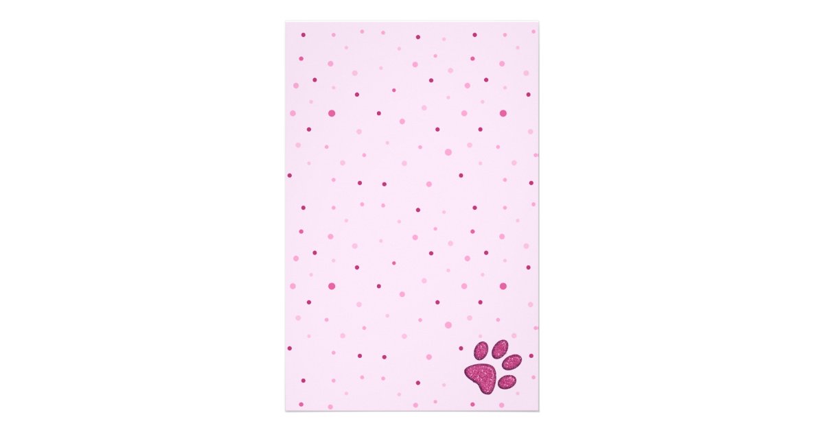sparkling cat paw print - pink stationery | Zazzle.com