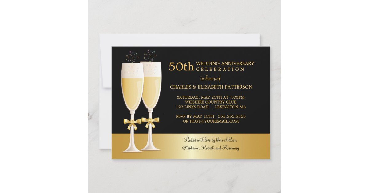 Sparkling Champagne 50th Wedding Anniversary Party Invitation | Zazzle