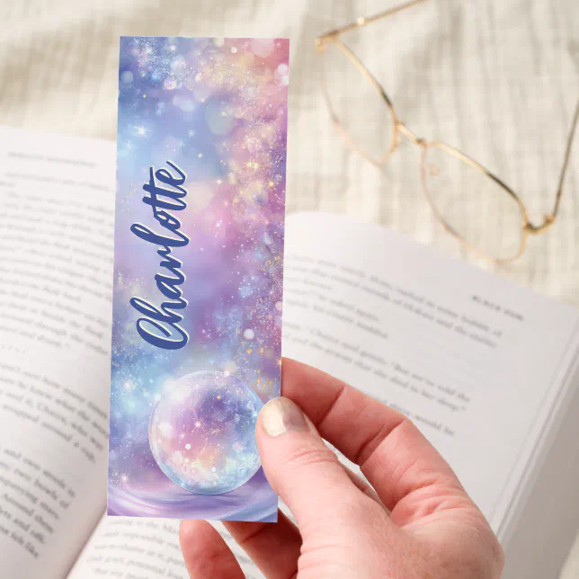 Sparkling Crystal Ball Pastel Sky Personalized Bookmarks | Zazzle