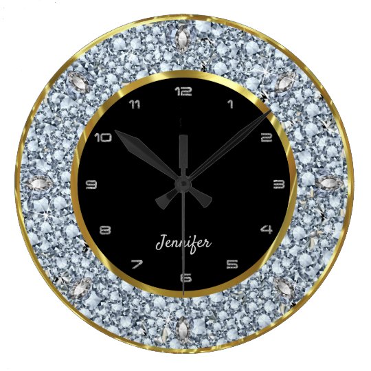 Sparkling Diamonds Large Clock | Zazzle