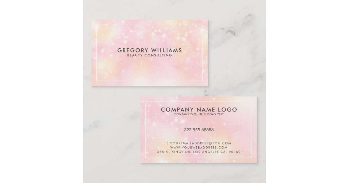Sparkling Girly Pink Background Business Card | Zazzle