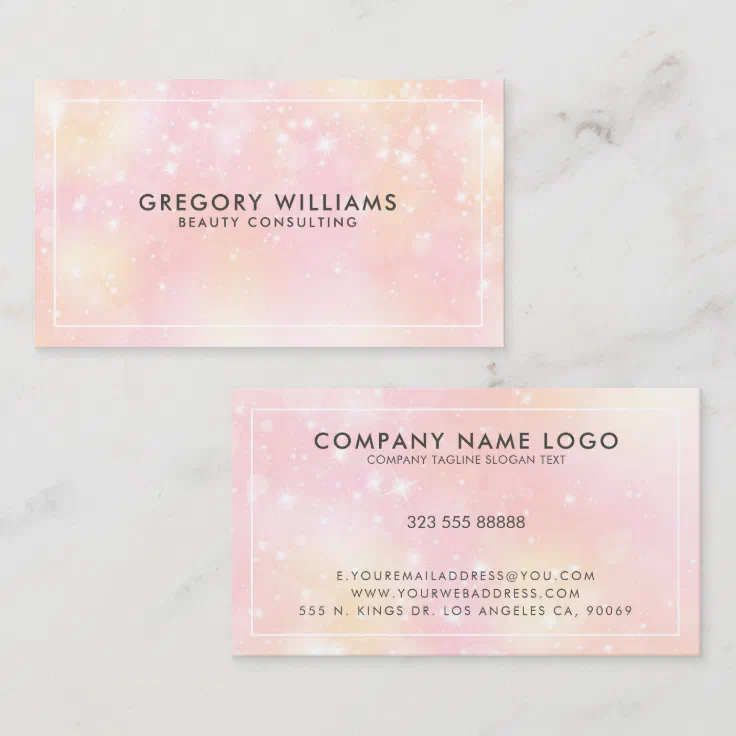 Sparkling Girly Pink Background Business Card | Zazzle