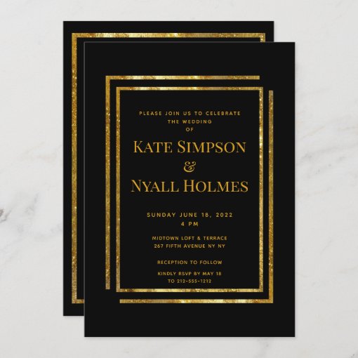 Sparkling Gold Frame Wedding & Party Invitation | Zazzle