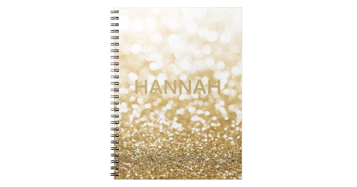 Sparkling Gold Glitter Personnalised Notebook | Zazzle