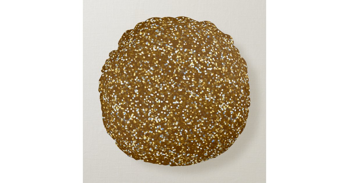 Sparkling Gold Glitter Round Pillow | Zazzle