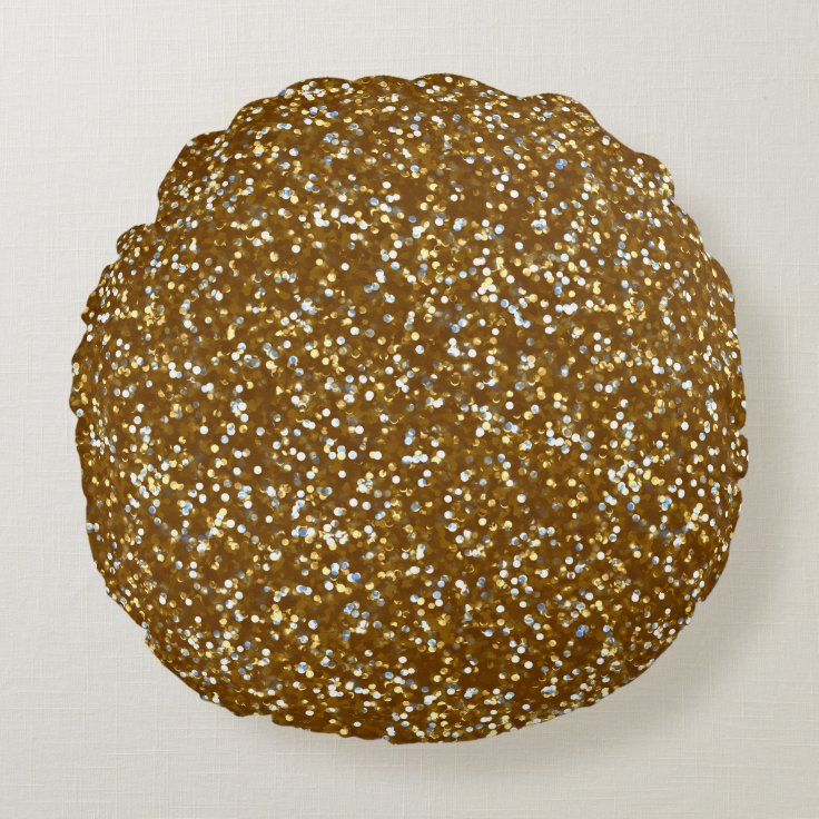 Sparkling Gold Glitter Round Pillow | Zazzle