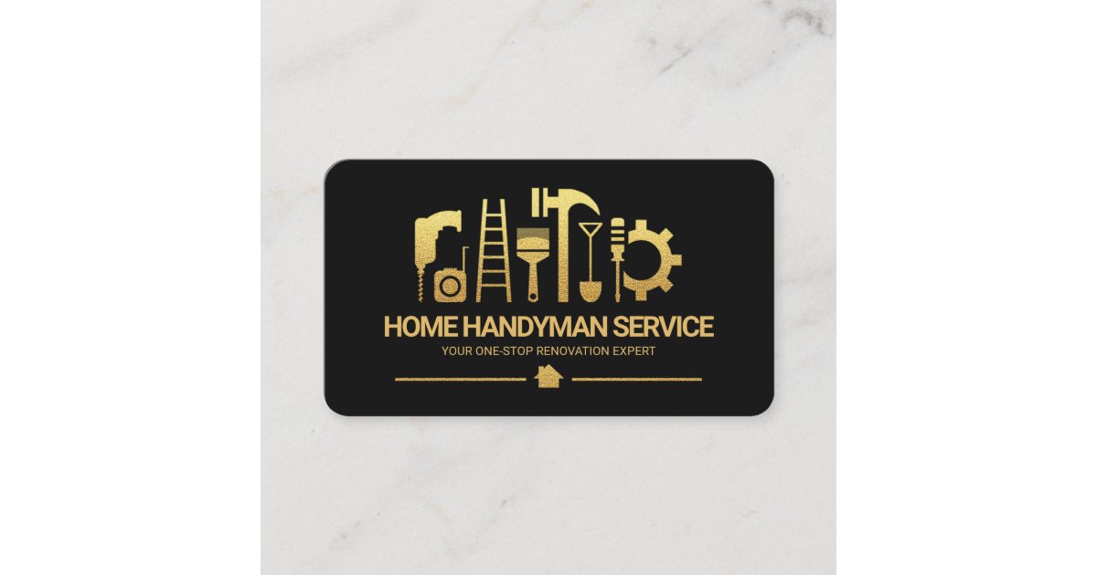 Sparkling Gold Handyman Construction Tools Business Card | Zazzle