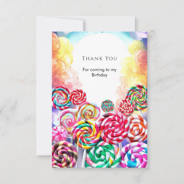 Sparkling Magical Candyland Birthday Thank You Card | Zazzle