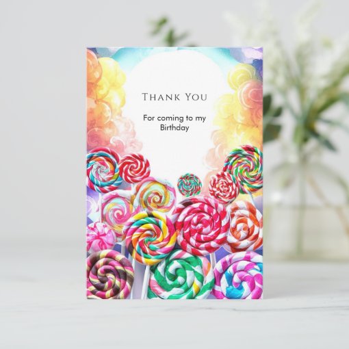 Sparkling Magical Candyland Birthday Thank You Card | Zazzle