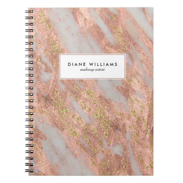 Sparkling Pink Marble Abstract Pattern with Name Notebook | Zazzle