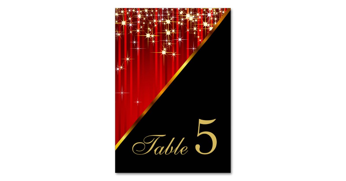 Sparkling Red Star Lights -Table Number Table Number | Zazzle