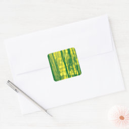 Sparkling Reed Grass Green/Yellow Square Sticker | Zazzle