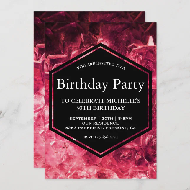 Sparkling Ruby Red Gemstone Birthday Party Invitation | Zazzle