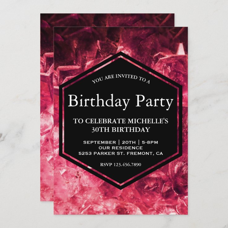 Sparkling Ruby Red Gemstone Birthday Party Invitation | Zazzle