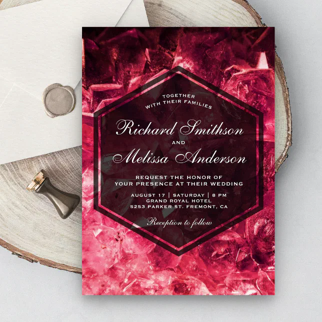 Sparkling Ruby Red Gemstone Wedding Invitation | Zazzle