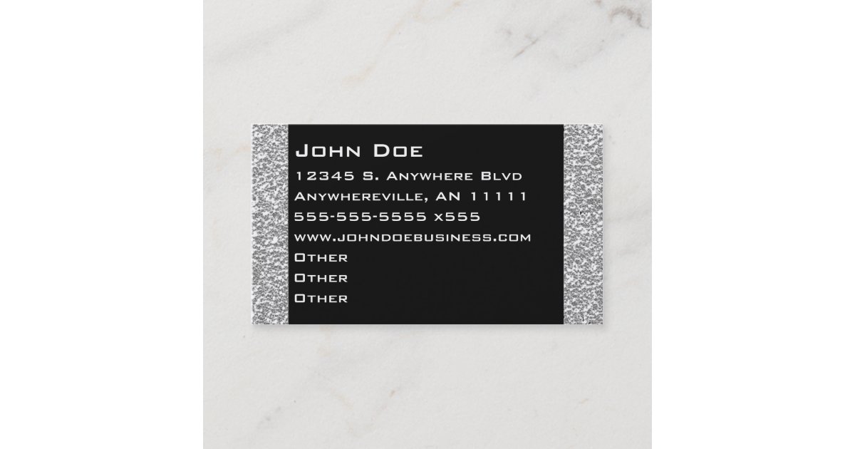 Sparkling Silver Border Business Card | Zazzle