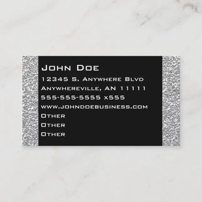 Sparkling Silver Border Business Card | Zazzle