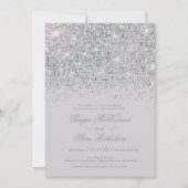 Sparkling Silver Glitter Wedding Invitations | Zazzle