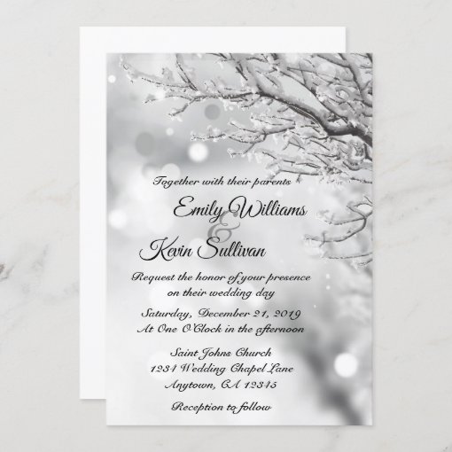 Sparkling Snow and Ice Winter Wedding Invitation | Zazzle
