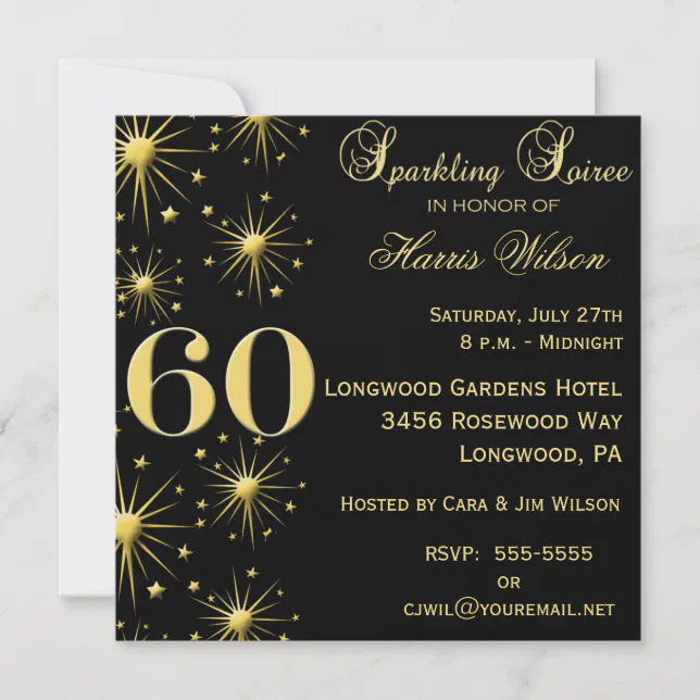 Sparkling Soiree 60th Birthday Invitations | Zazzle