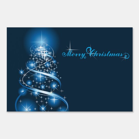 Sparkling Stars Blue Christmas Yard Sign | Zazzle.com