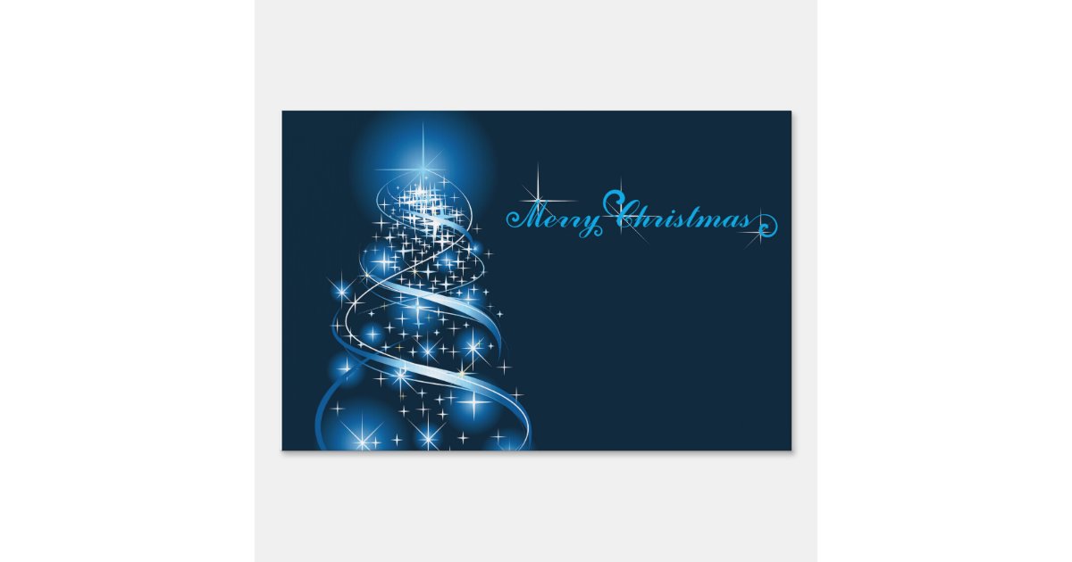 Sparkling Stars Blue Christmas Yard Sign | Zazzle
