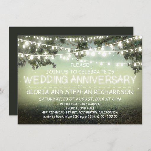sparkling string lights wedding anniversary INVITE | Zazzle