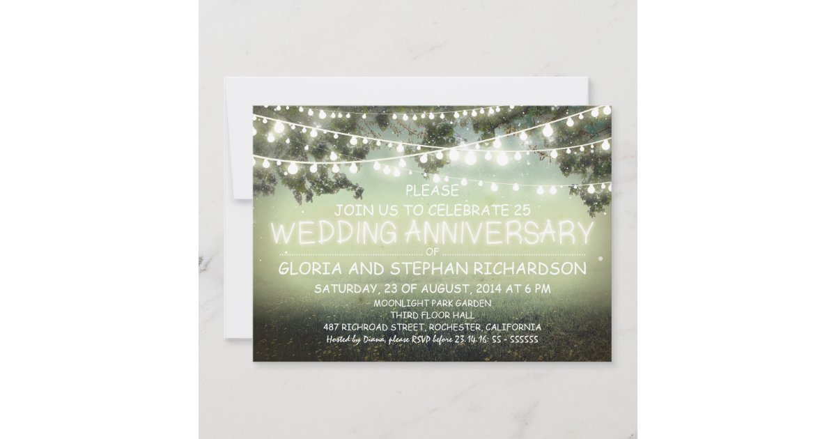 sparkling string lights wedding anniversary INVITE | Zazzle