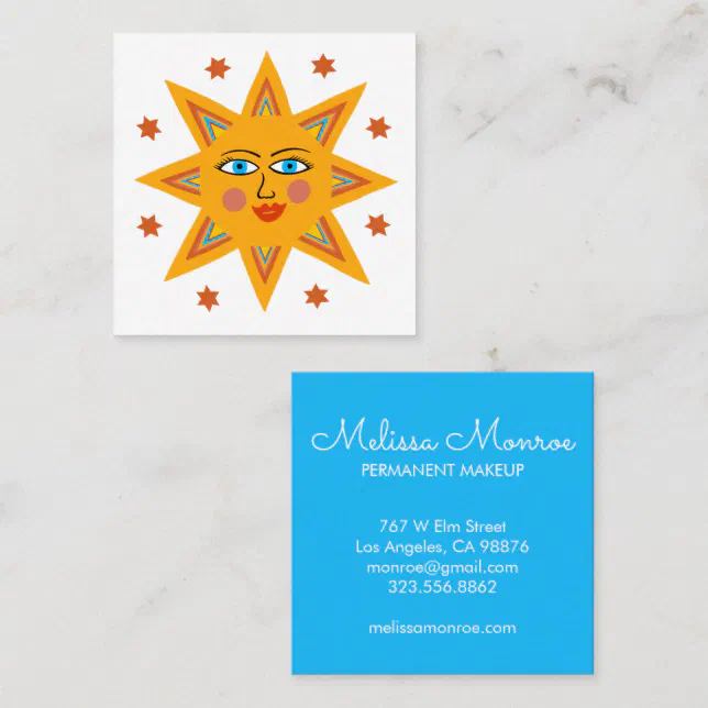 Sparkling Sun Cute and Charming Square Business Card | Zazzle