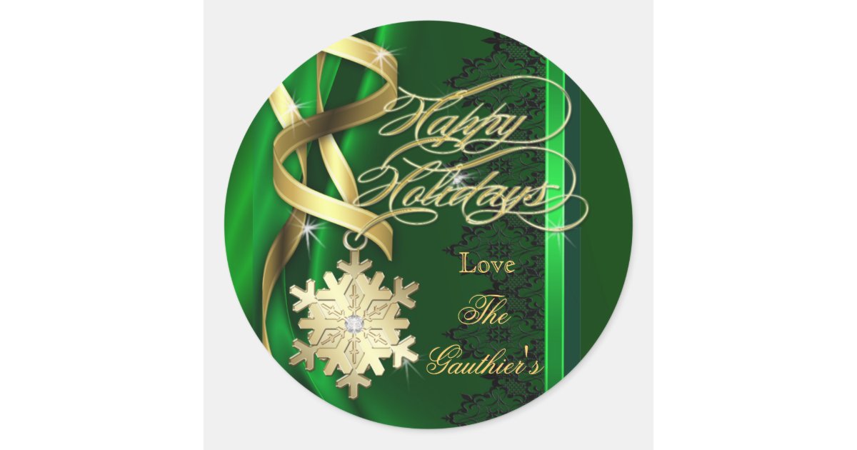 Sparkling Swirls Snowflake Holiday Green Sticker | Zazzle