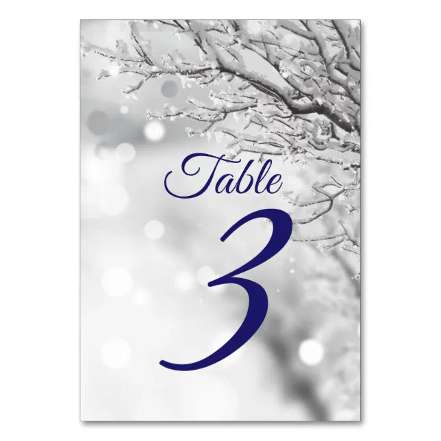 Sparkling Winter Snow & Ice Wedding Table Number | Zazzle