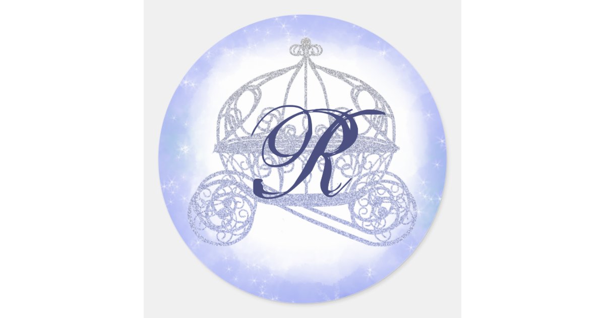 Sparkly Blue Princess Carriage Stickers | Zazzle
