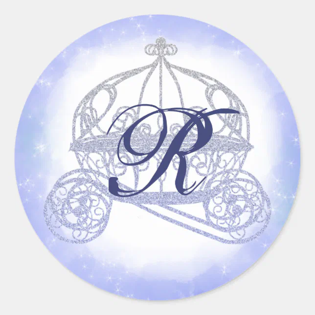 Sparkly Blue Princess Carriage Stickers | Zazzle
