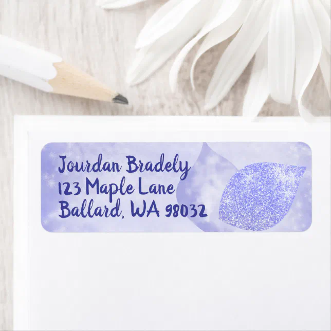 Sparkly Blue Return Address Label | Zazzle