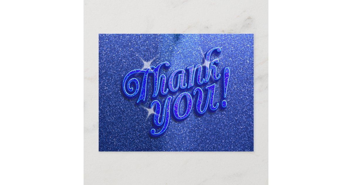 Sparkly Blue Thank You Postcard | Zazzle