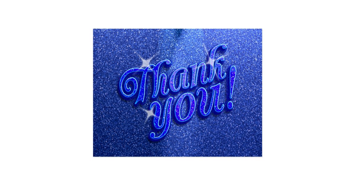 Sparkly Blue Thank You Postcard | Zazzle.com