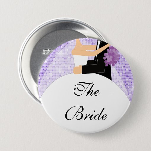 Sparkly Bride Bridal Party Button / Pin Purple | Zazzle