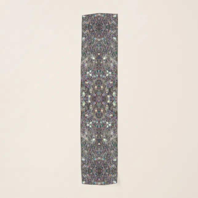 Sparkly colourful silver mosaic mandala scarf | Zazzle