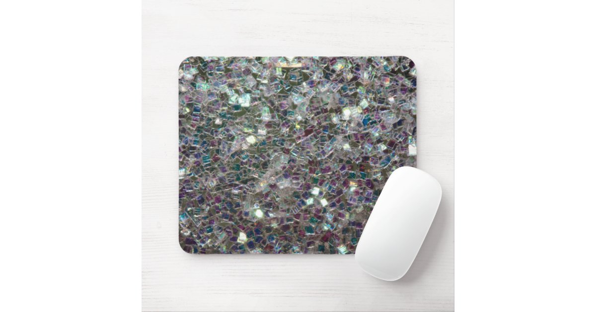 Sparkly colourful silver mosaic mouse pad | Zazzle