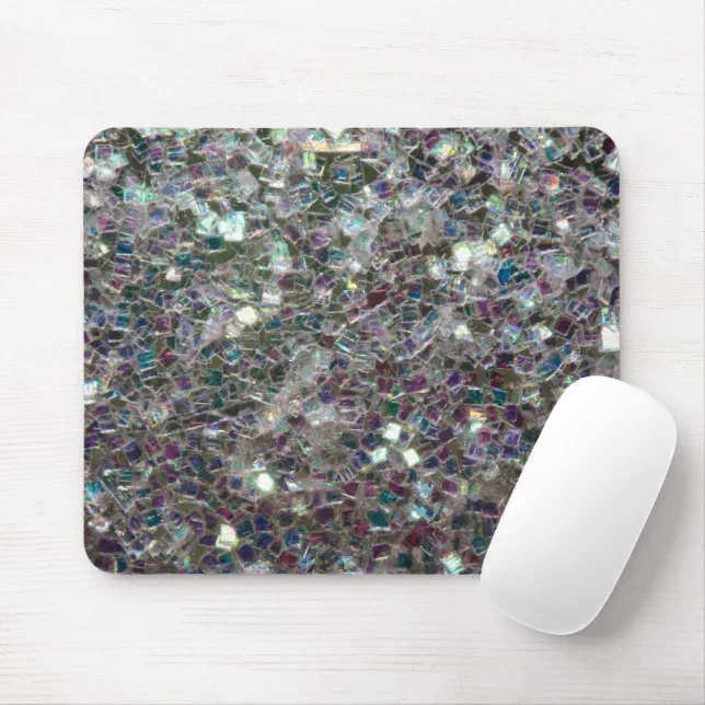 Sparkly colourful silver mosaic mouse pad | Zazzle