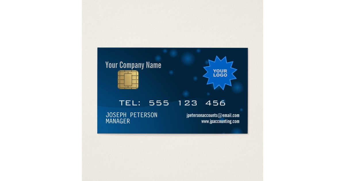 Sparkly Credit Card Blue Business Card | Zazzle