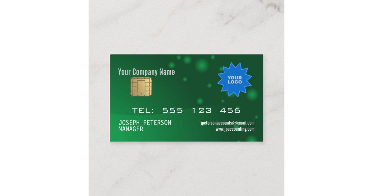 Sparkly Credit Card Green Business Card | Zazzle